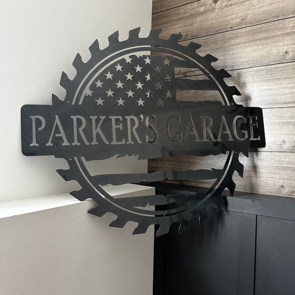 Custom American Flag Workshop Sign | Metal Shop Sign | Free Shipping ...