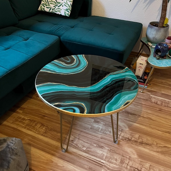 Navy Blue Coffee Table, Epoxy Resin Coffee Table, Unique Coffee Table ...