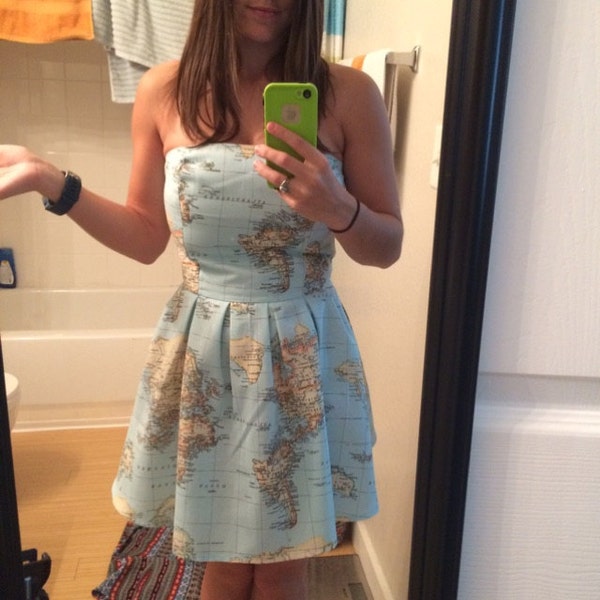 World Map Skater Dress Made of Cotton, Atlas Strapless Dress With ...