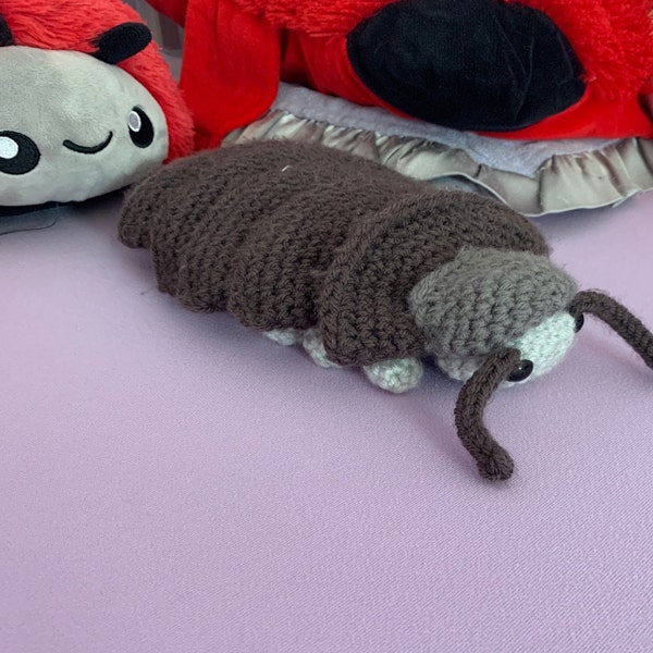 Pill Bug Plush - Roly Poly - Stuffed Crochet Animal - Greyscale - Gray ...