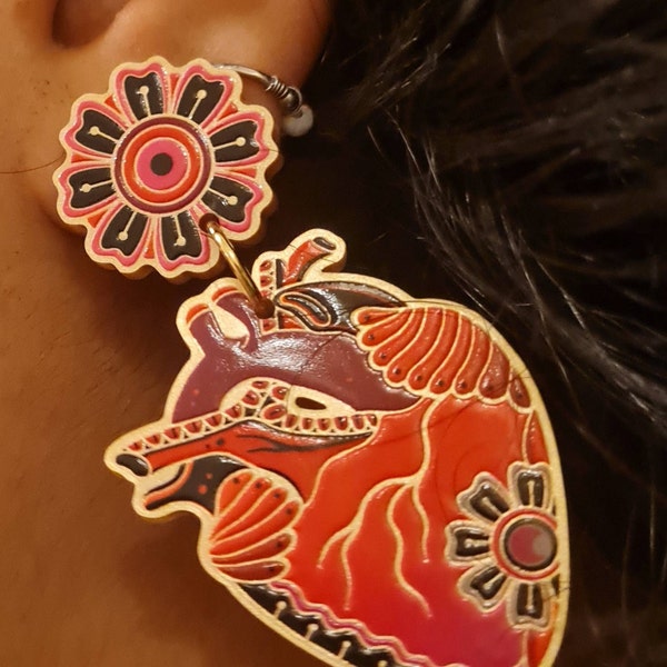 BOOM BOOM BOOM ++ Gold Statement Acrylic Earrings Oldschool Style ...