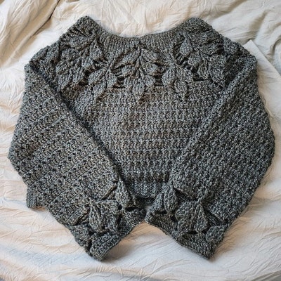 Crochet Sweater PATTERN Leaf Yoke Women Top, Jumper, Pullover Lace Yoke ...