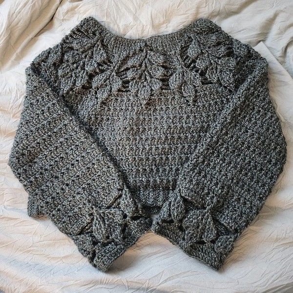 Crochet Sweater PATTERN - Leaf Yoke - Women Top, Jumper, Pullover ...