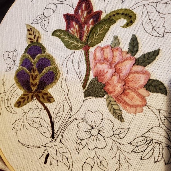 Beginners Crewel Embroidery Kit - A Jacobean Study No.1 - Etsy