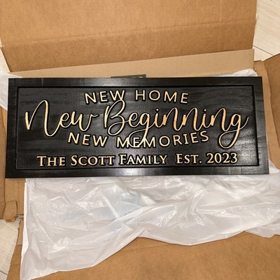 New Home New Beginning New Memories Sign Personalized Family ...
