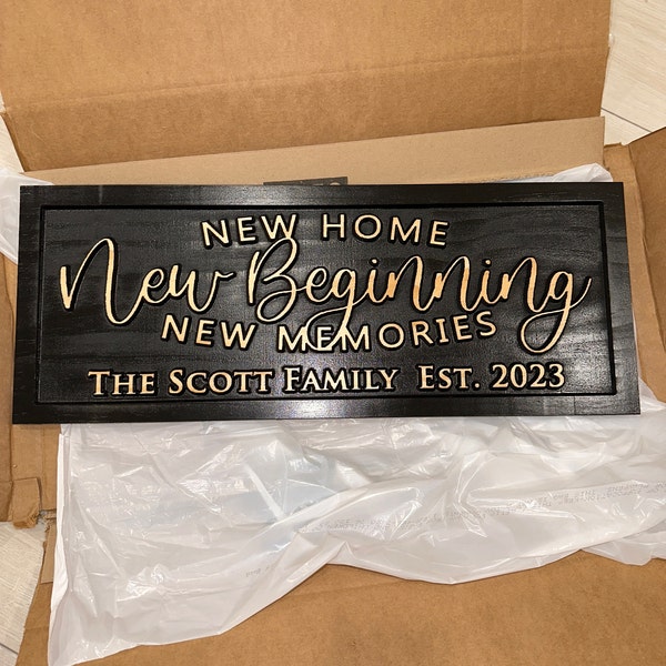 New Home New Beginning New Memories Sign Personalized Family ...