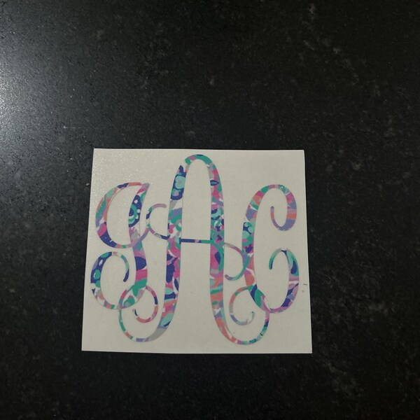 Personalized Flower Monogram Decal - Car Decal - Script Monogram ...