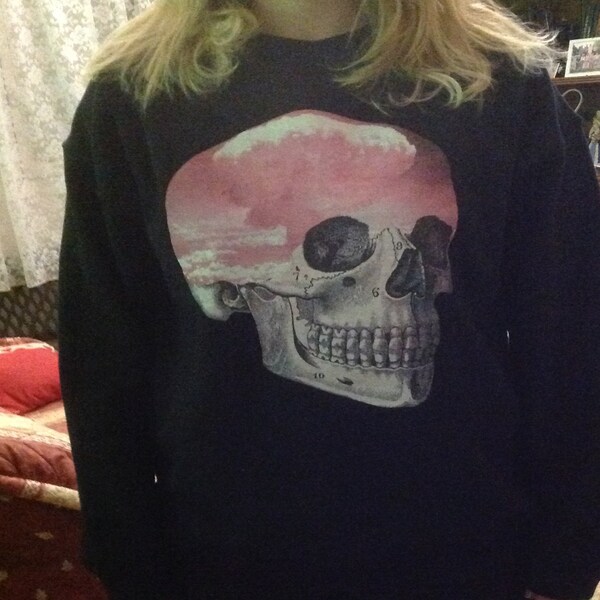 Pastel Goth Sweater Skull Sweater Pink Skull Atomic Cloud Soft Goth ...