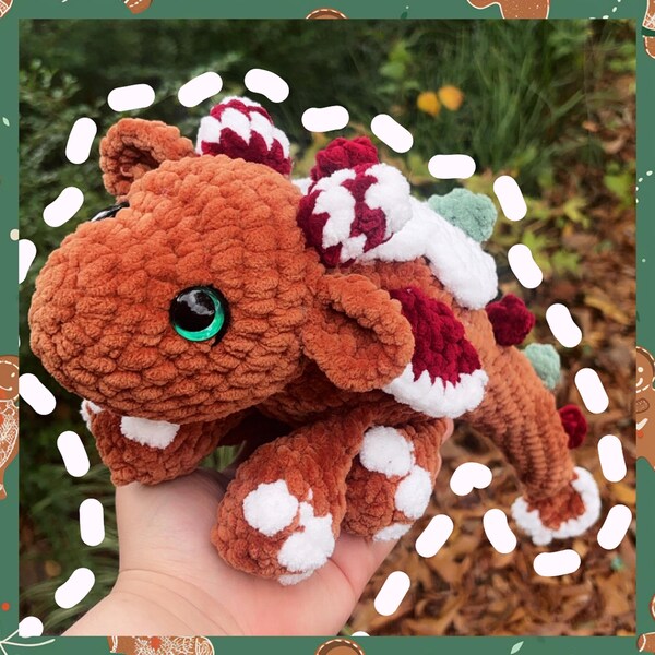 Gingerbread Dragon Crochet Pattern PDF - Amigurumi, Chunky Yarn, Decor ...