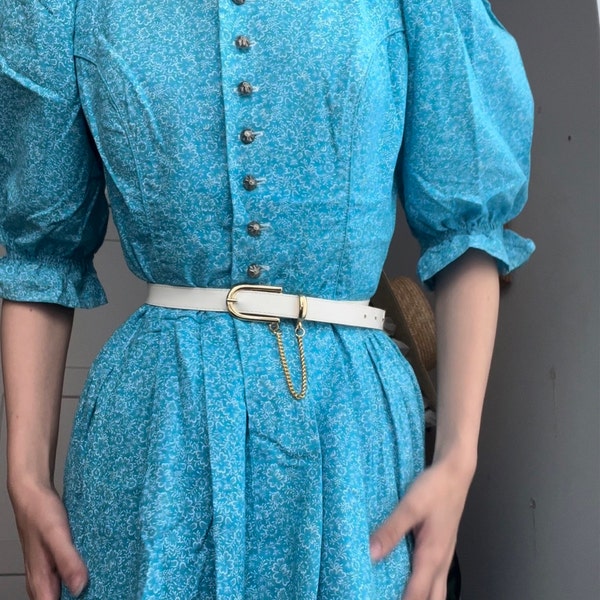Floral Dress Puffy Sleeves Victorian Style Dres V Waist/cottage Core ...