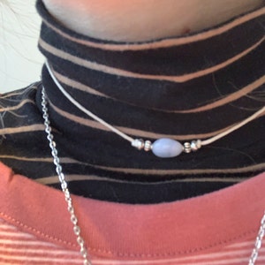 Blue Lace Agate Beaded Choker, Blue Chalcedony Gemstone Choker, Crystal ...