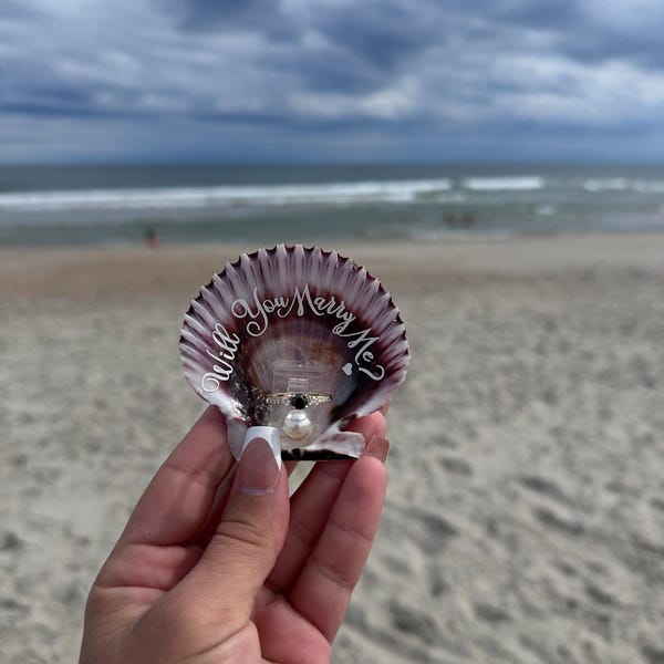 Proposal Seashell Ring Box,beach Ring Holder,getting Engaged Ring ...