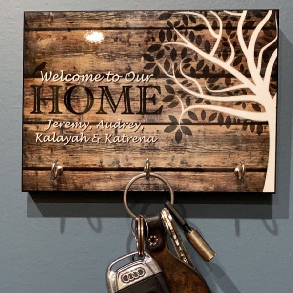 Key Holder for Wall, Wedding Gift, Welcome to Our Home, Anniversary ...