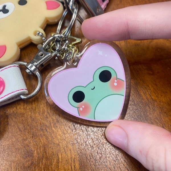 Frog Keychain | Cute Frog Keychain | Acrylic Keychain | Double Sided - Etsy