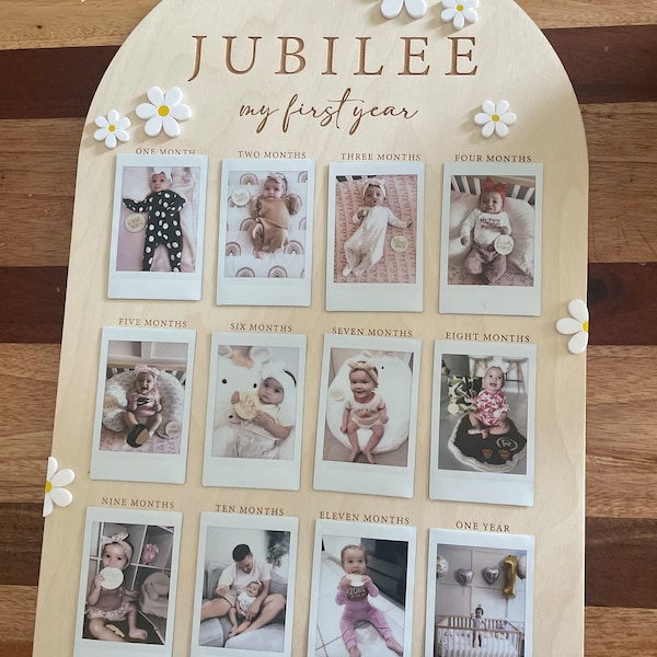 First Year Birthday Board | Monthly Milestone Photo Board | One Year of ...