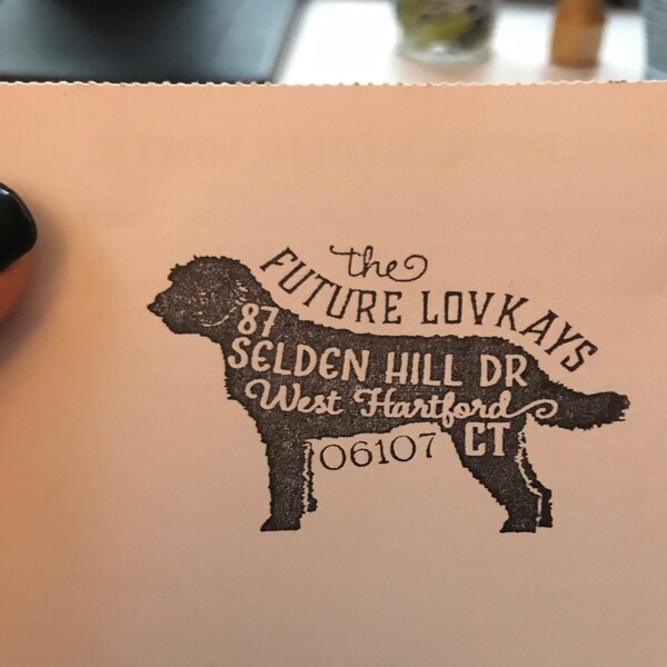 Labradoodle Return Address Stamp, Dog Stamp, Housewarming & Dog Lover ...