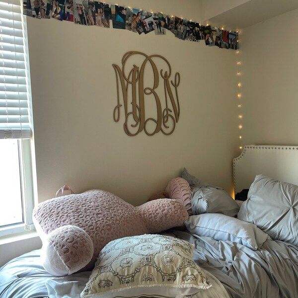 PAINTED Monogram - Wooden Initials - Vine Script Monogram - Monogram ...