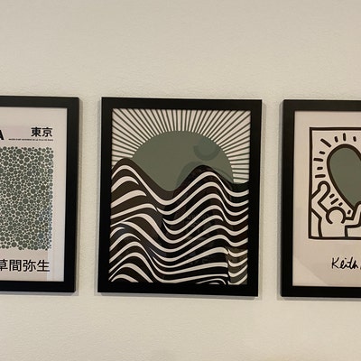 Set of 3 Sage Green Kusama, Keith Haring and Bauhaus Prints, Green Wall ...