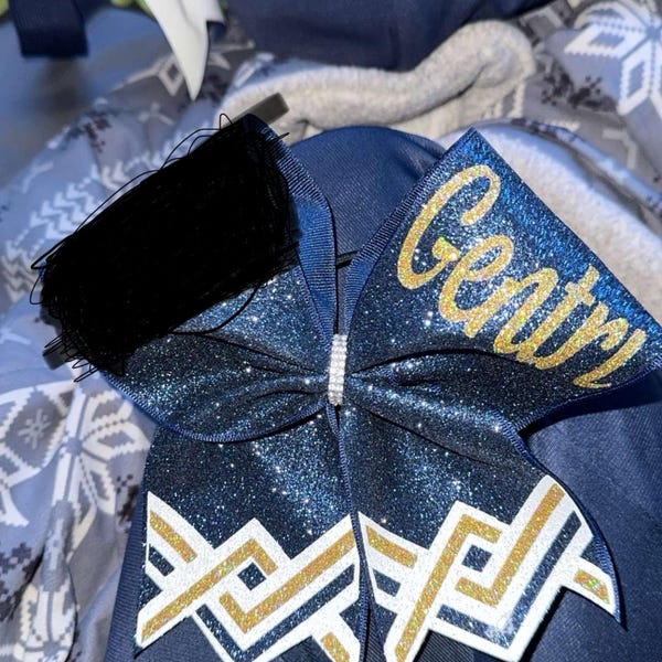 Black and Gold Cheer Bow, Custom Team Squad Bows, Great Sideline School ...