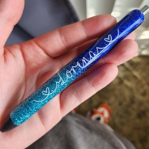 Personalized Epoxy Glitter Black Ink Pen: Refillable - Etsy