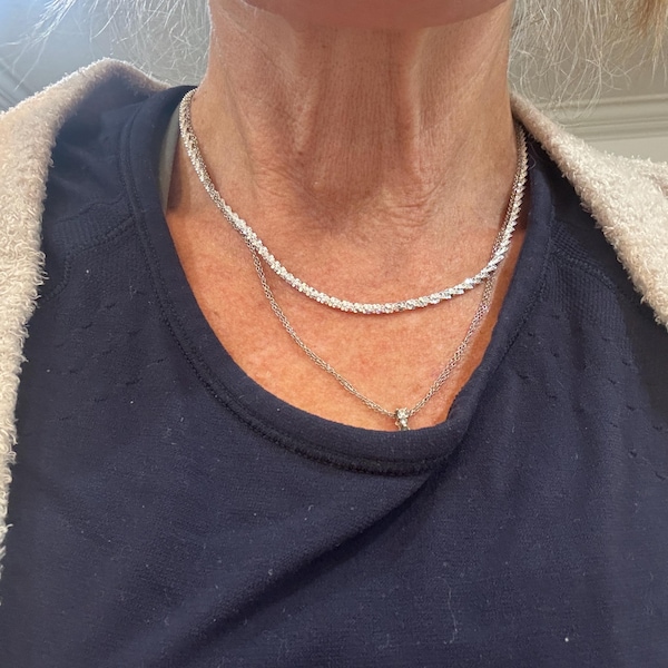 925 Sterling Silver Sparkle Glitter Margarita Twisted Rock Chain ...