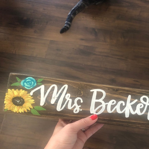 Teacher Name Sign, Custom Name Sign, Teacher Gift, Last Name Sign ...