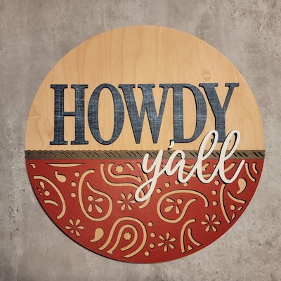 Howdy Y'all Sign SVG, Western Door Hanger, Handkerchief Pattern SVG ...
