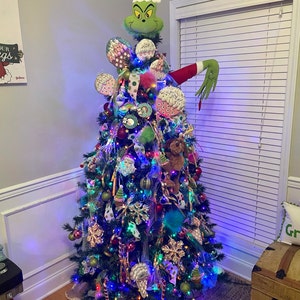 Grinch Theme Head and Arm Christmas Tree Decor - Etsy