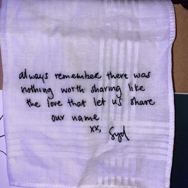 Custom Handwritten Embroidered Wedding Handkerchief for the Bride ...