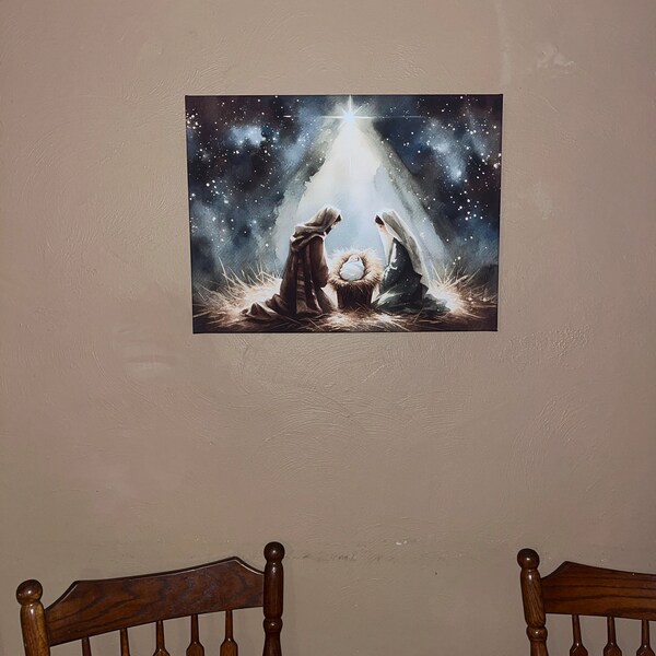 Mary & Joseph Birth of Jesus Christ Print Christian Spiritual Poster ... Mary & Joseph Birth of Jesus Christ Print Christian Spiritual Poster ...