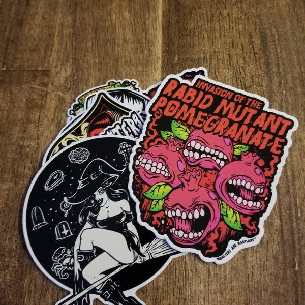 Invasion of the Rabid Mutant Pomegranates Vinyl Sticker, Horror Decal ...