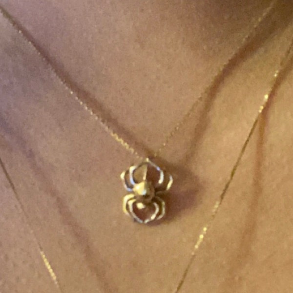 Gold Spider Necklace - Solid 14K Gold Spider Charm Spider Pendant ...