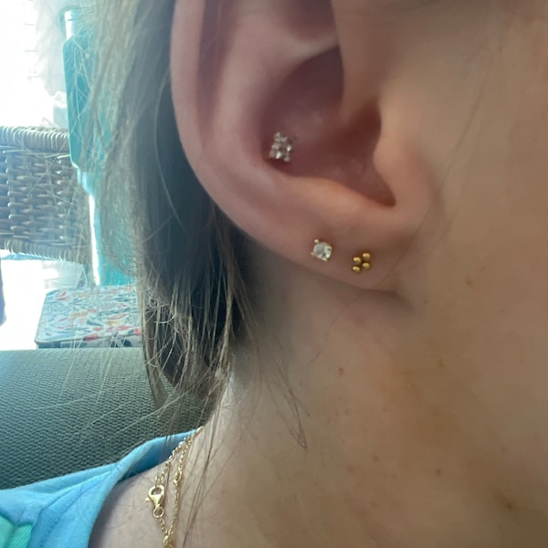 ASTM F136 Pear Star Titanium Conch Earring, Conch Labret, Internally ...