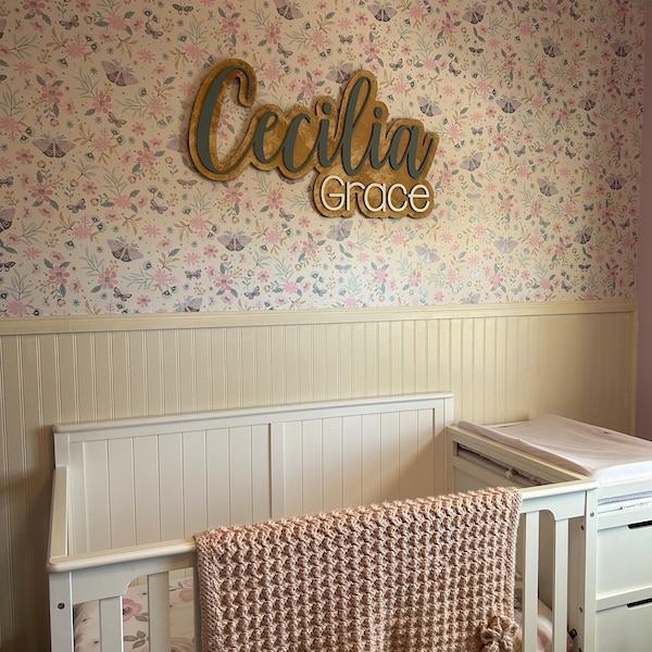 Personalized 3D Nursery Baby Name Sign Custom Wood Name Plaque ...