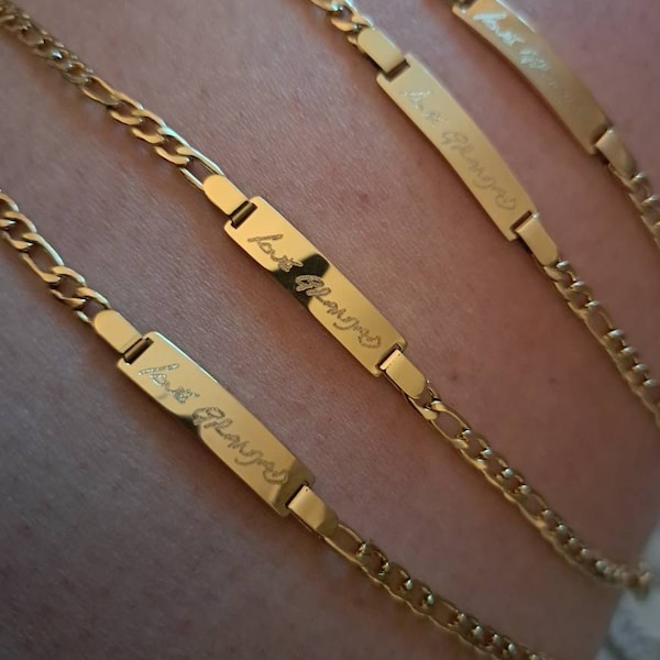 Personalized Gold Bracelet, Delicate Ladies Bracelet, Custom Engraved ...
