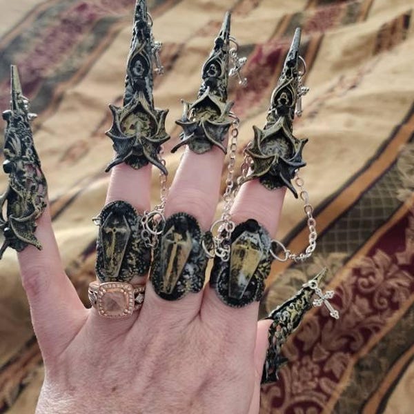 Made to Order / Finger Claws & Rings "dracula " Fantasy Costume, Gothic ...