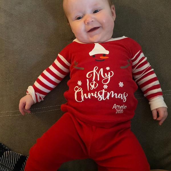 My First Christmas Baby Pajamas, Snowman Christmas Infant Pj's, Baby's ...