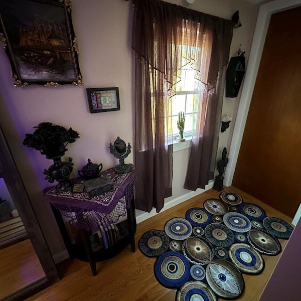 Eye Patterned Rug, Blue Evil Eye Rug, Hallway Entrance Carpet, Special ...