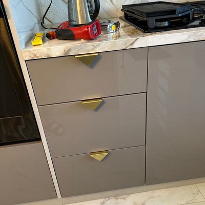 Gold Brass Triangle Drawer Pull/geometric Shaped Cabinet Pull/modern ...