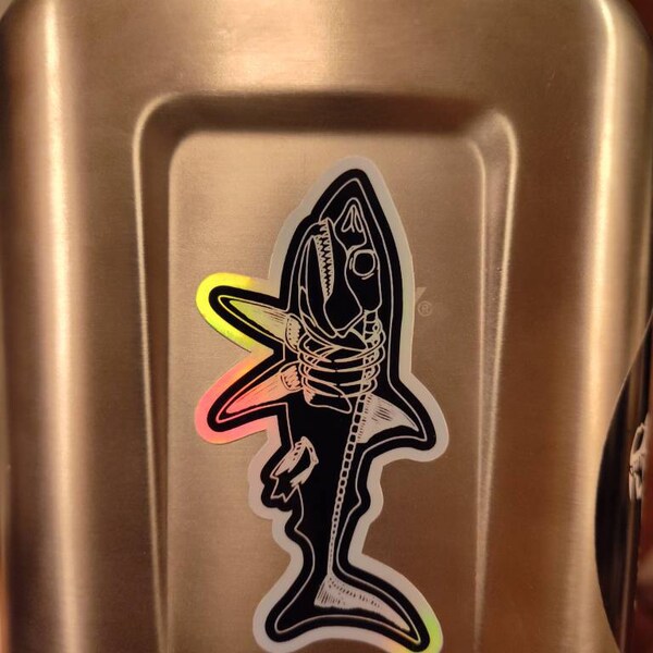 Holographic Skeleton Shark Sticker, Shark Sticker, Skeleton Sticker ...