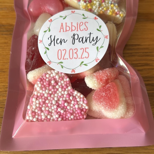 Personalised Hen Party Sweets Candy Pouches Hen Party Favours Treat ...