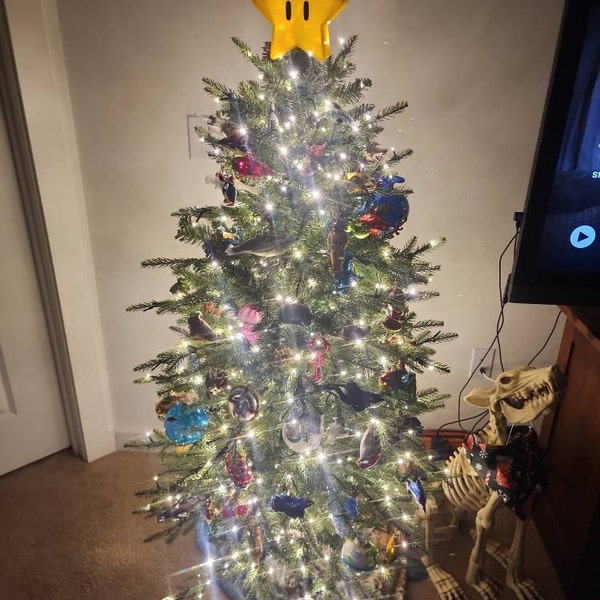 Nintendo Super Star Christmas Star Tree Topper Night Light Mario Bros ...