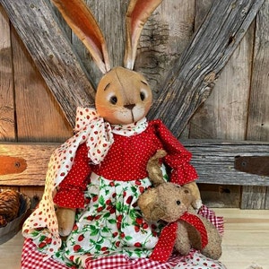 Primitive Bunny Rabbit-folk Art Bunny-irish Bunny-plush Bunny-vintage ...