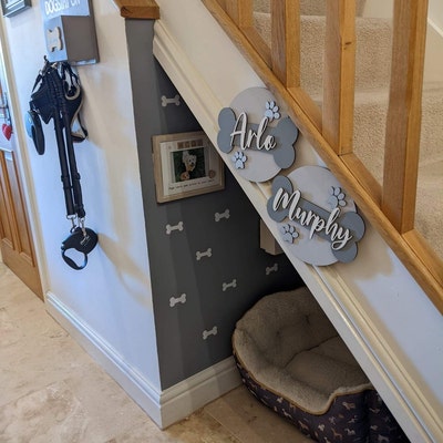 Personalised Dog / Puppy Wooden Name Plaque / Sign Paw - Etsy UK