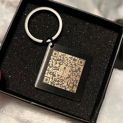 Personalized QR Code Keychain, Custom Code Keychain, Engraved Music ...
