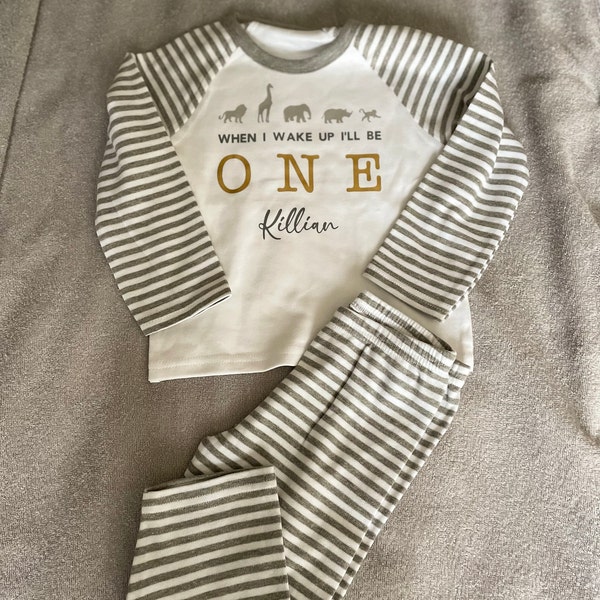 Personalised Safari 1st, 2nd, 3rd, 4th Birthday Pjs, When I Wake up I ...