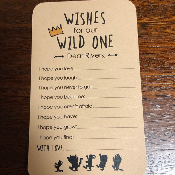 Set of 12 Handmade Wishes for Baby Cards - Wild One Birthday Party ...