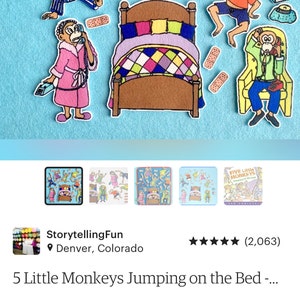 5 Little Monkeys Jumping on the Bed Felt Board Set Flannel Board Set ...
