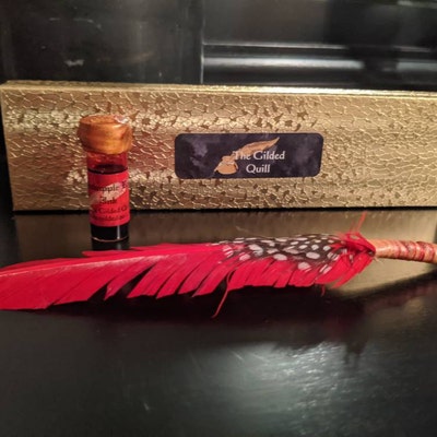 FIRE Elemental QUILL Dip Pen and Scented INK Set, Spell Writing, Magic ...