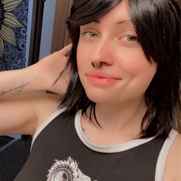 12 Inch off Black Shag Style Straight and Layered With Bangs Anime ...